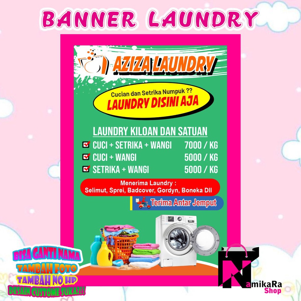 Jual Banner Spanduk Backdrop Laundry / Banner Laundry Custome / Spanduk ...