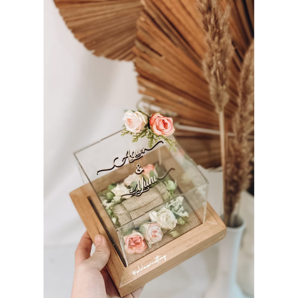 Jual aqua box type C akrilik box logam mulia dan cincin mahar custom ...