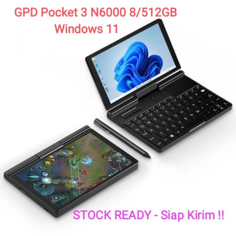 Jual GPD Pocket 3 N6000 8/512GB SSD 8" FHD Mini Modular Laptop Windows ...