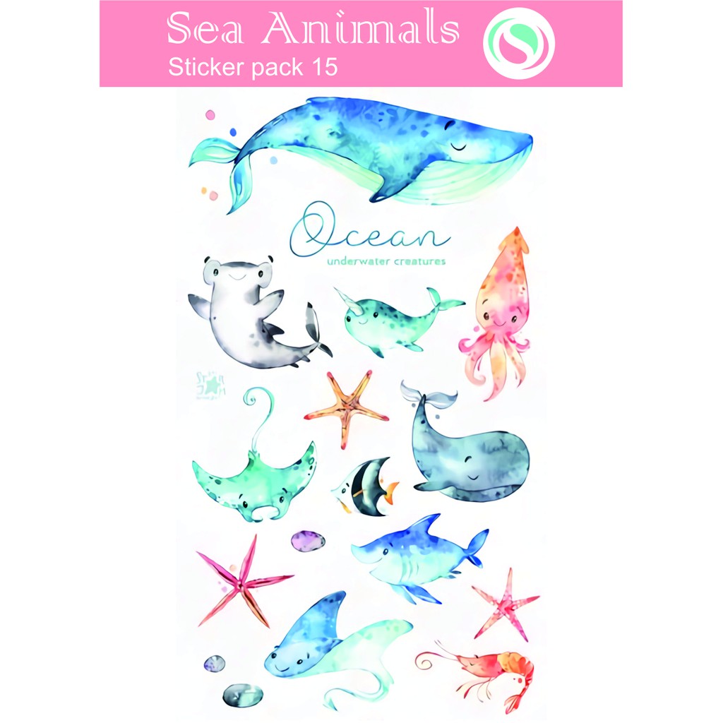 Jual FLS1-50 SERIES SEA ANIMALS 1 Stiker Aesthetic SADEWA u / Scrapbook ...