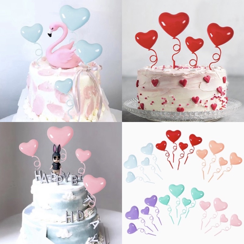 Jual Topper Kue Bentuk Balon Hati Heart Baloons Cake Topper Hiasan Kue ...