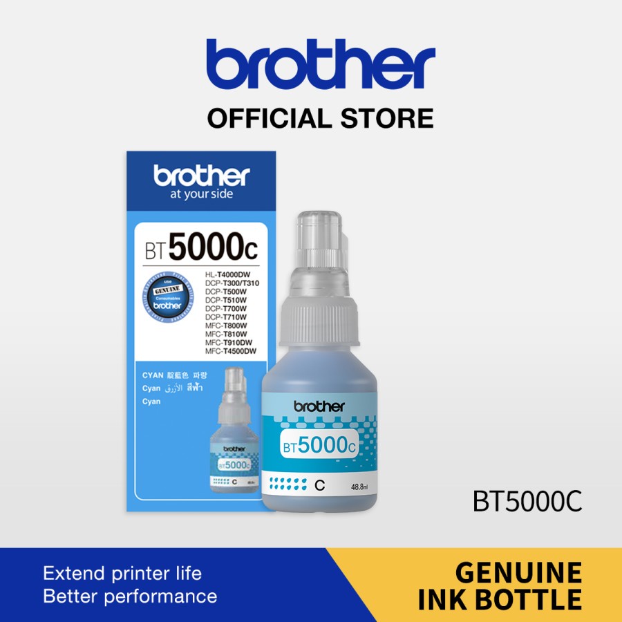 Jual CYAN Brother BT5000C 48.8ml Tinta Printer - BIRU 100% ORIGINAL BT5000 FOR T300 T500W T700W ...