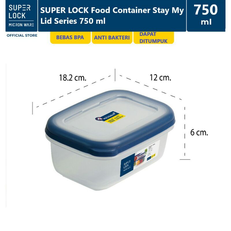 Jual SUPER LOCK FOOD CONTAINER KOTAK MAKAN 750ML | Shopee Indonesia