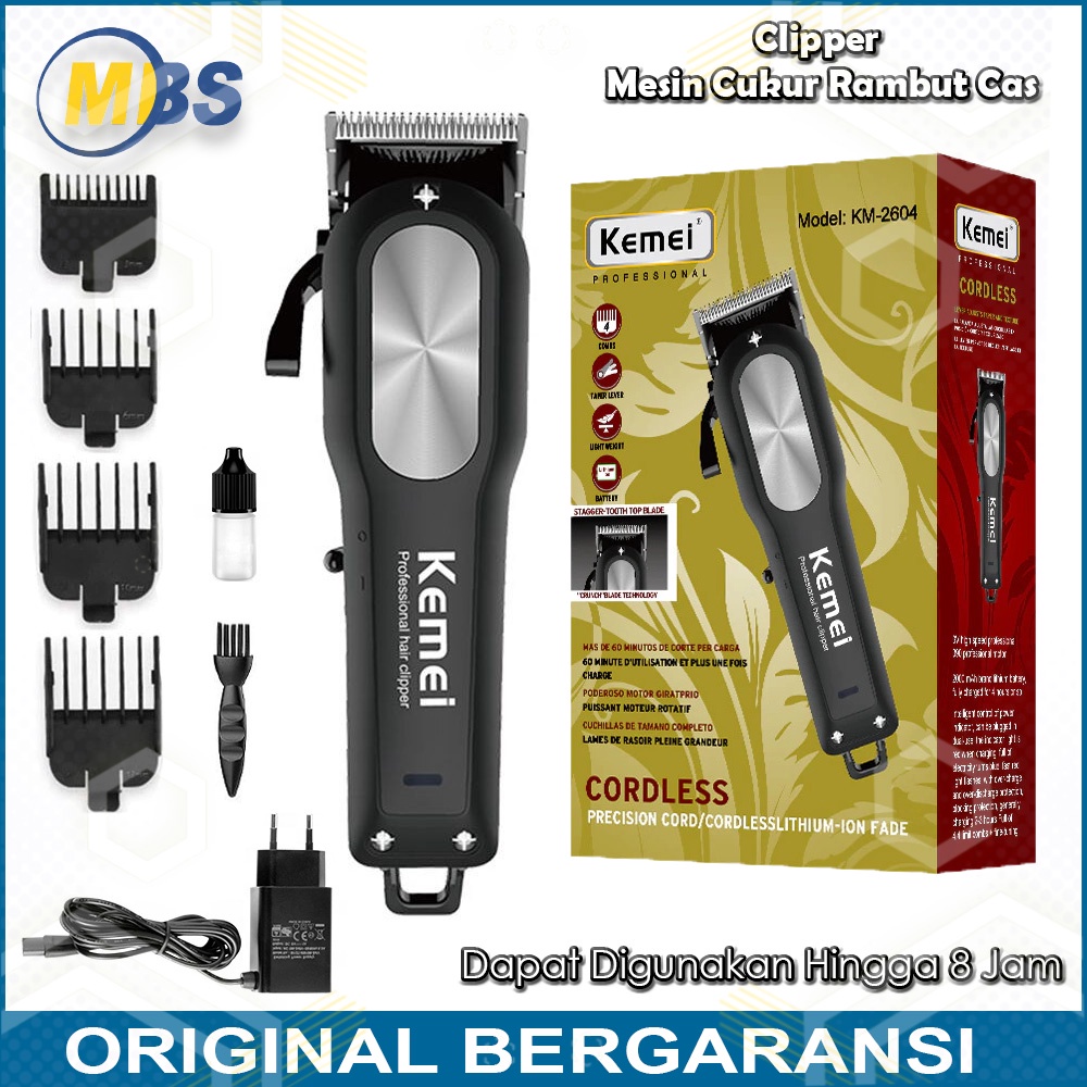 Jual Clipper Alat Cukur Rambut Kemei 2604 Mesin Pangkas Rambut Cordless Cukuran Cas Original ...