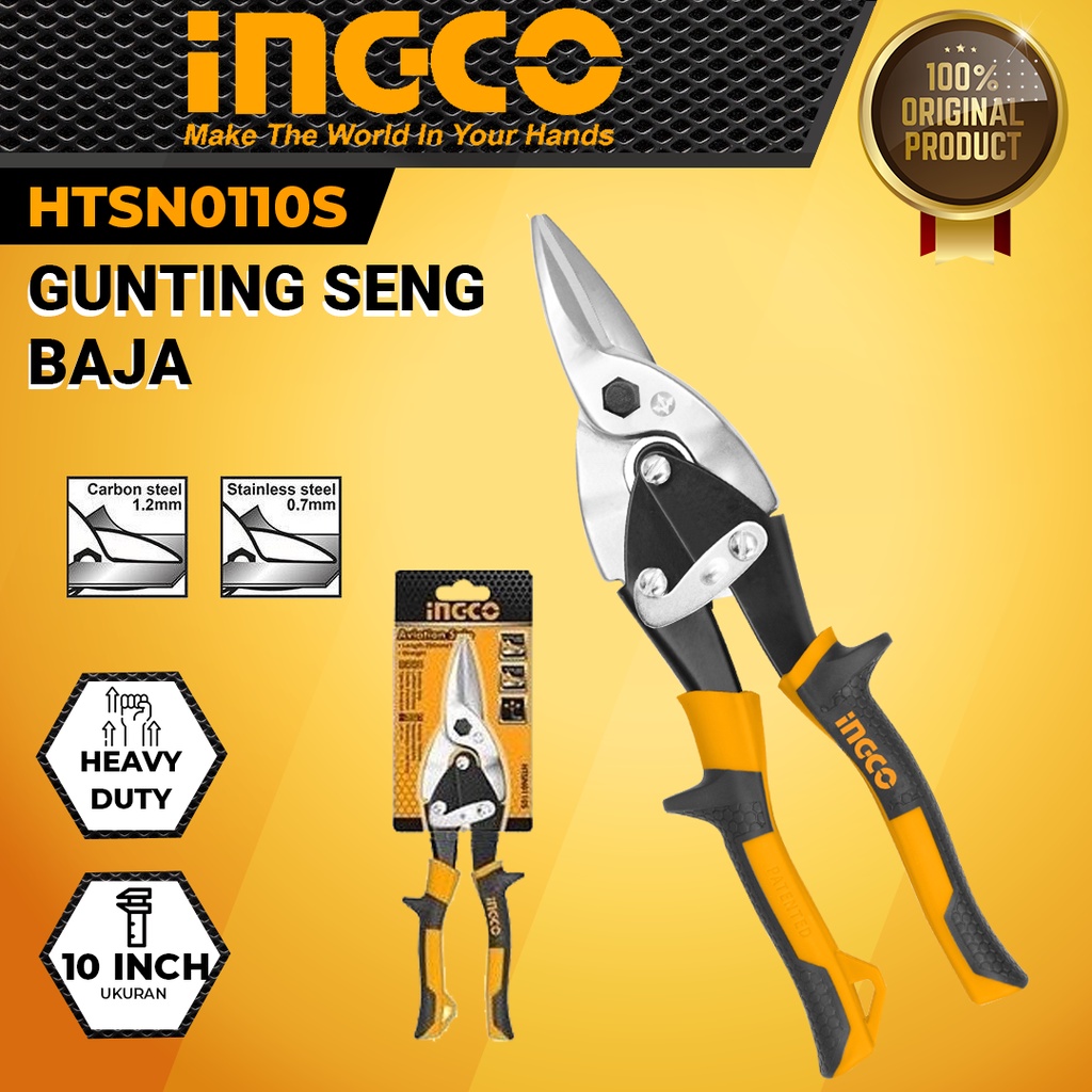 Jual INGCO HTSN0110S Gunting Seng Baja Gunting Puring Gagang Karet 10 ...