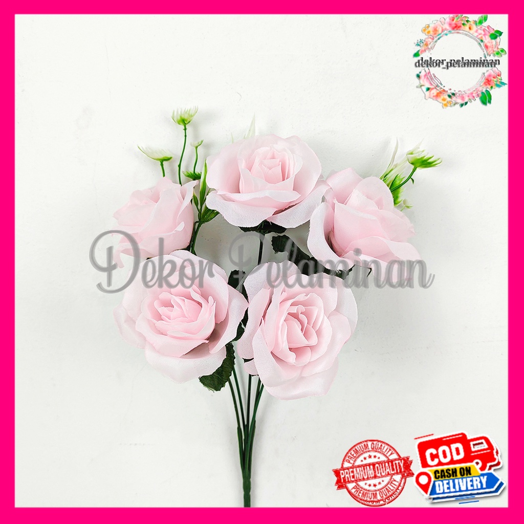 Jual BUNGA MAWAR ROSE TANGKAI 5 MURAH ARTIFICIAL - MAWAR PLASTIK ROSE ...