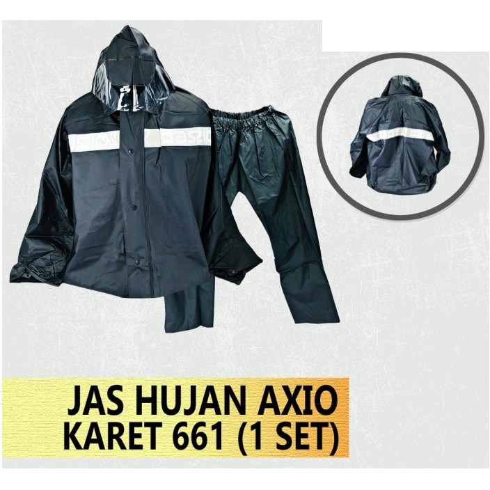 Jual Jas Hujan AXIO Full Karet AX-661/661 ASLI 100% ORIGINAL Hitam Navy Dongker Biru Muda Orange ...