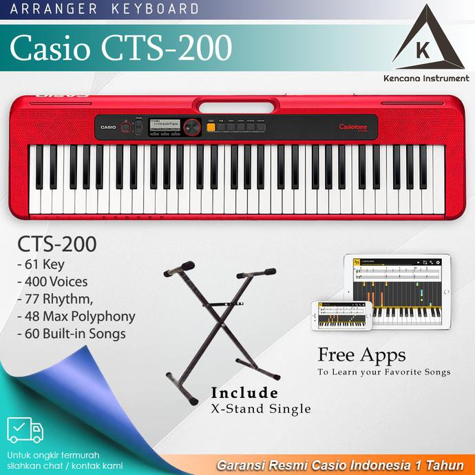 Jual Keyboard Casio CTS200 + Stand / CT-S200 / CTS 200 Garansi Resmi ...