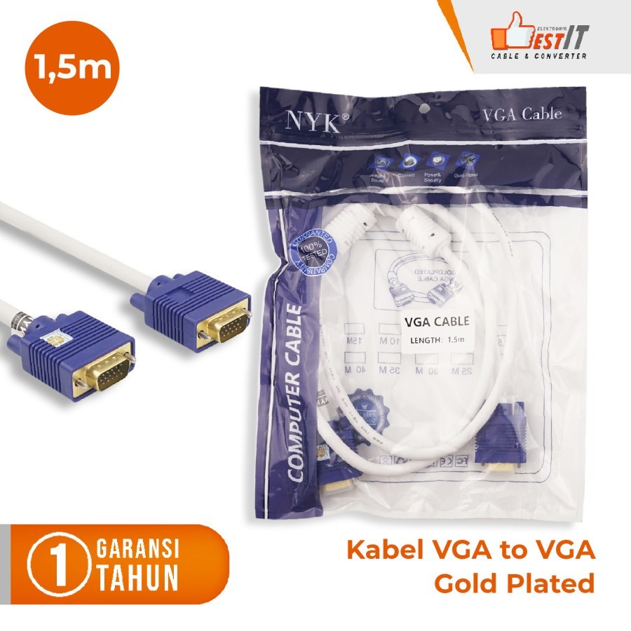 Jual NYK Kabel VGA Gold Plate High Quality 1.5M 3M 5M 10M 15M 20M | Shopee Indonesia
