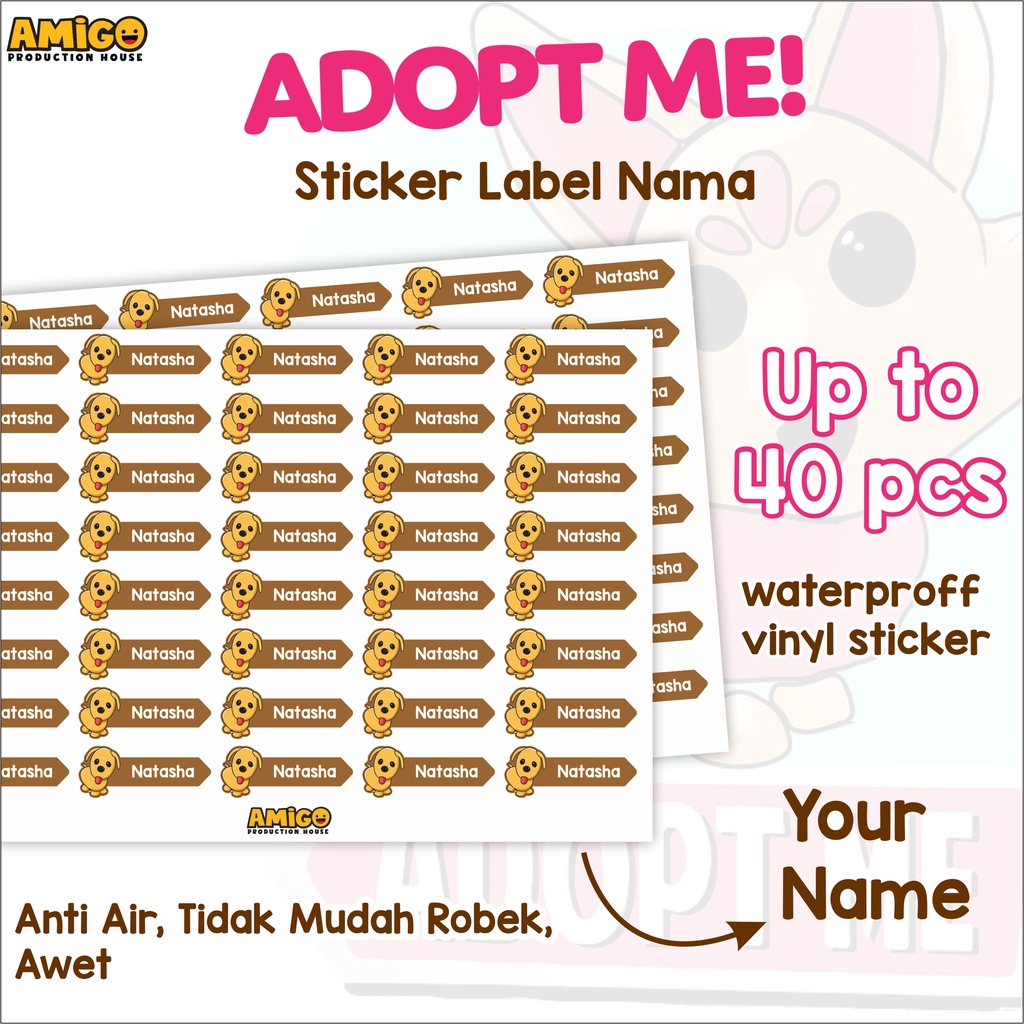 Jual Stiker Label Nama Anak Adopt Me Alat Tulis ATK Game lucu stiker ...