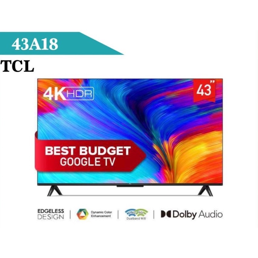 Jual TCL Smart Android 43Inch TV LED 4K UHD Google TV Dolby Audio 43A18 ...
