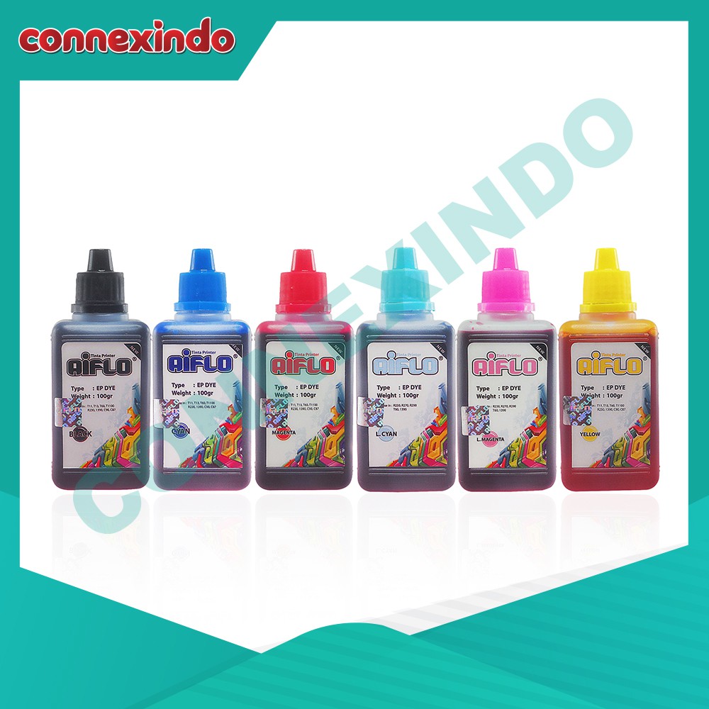 Jual Paket Murah Enam Tinta Aiflo EP 100ml Untuk Printer Inkjet (1 set ...