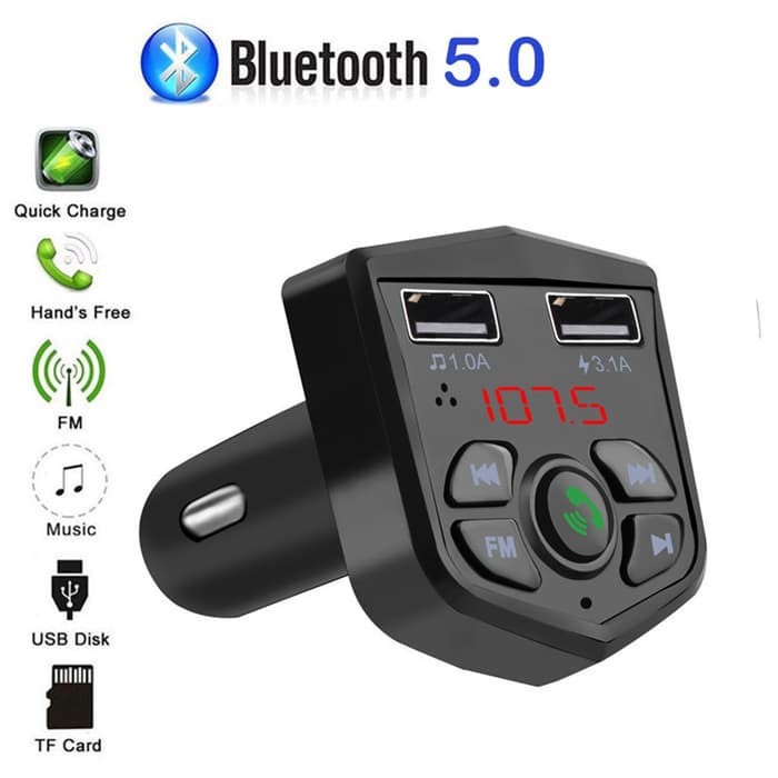 Jual Handsfree Charger Mobil 2in1 Bluetooth 5.0 LCD Voltmeter FM Music ...