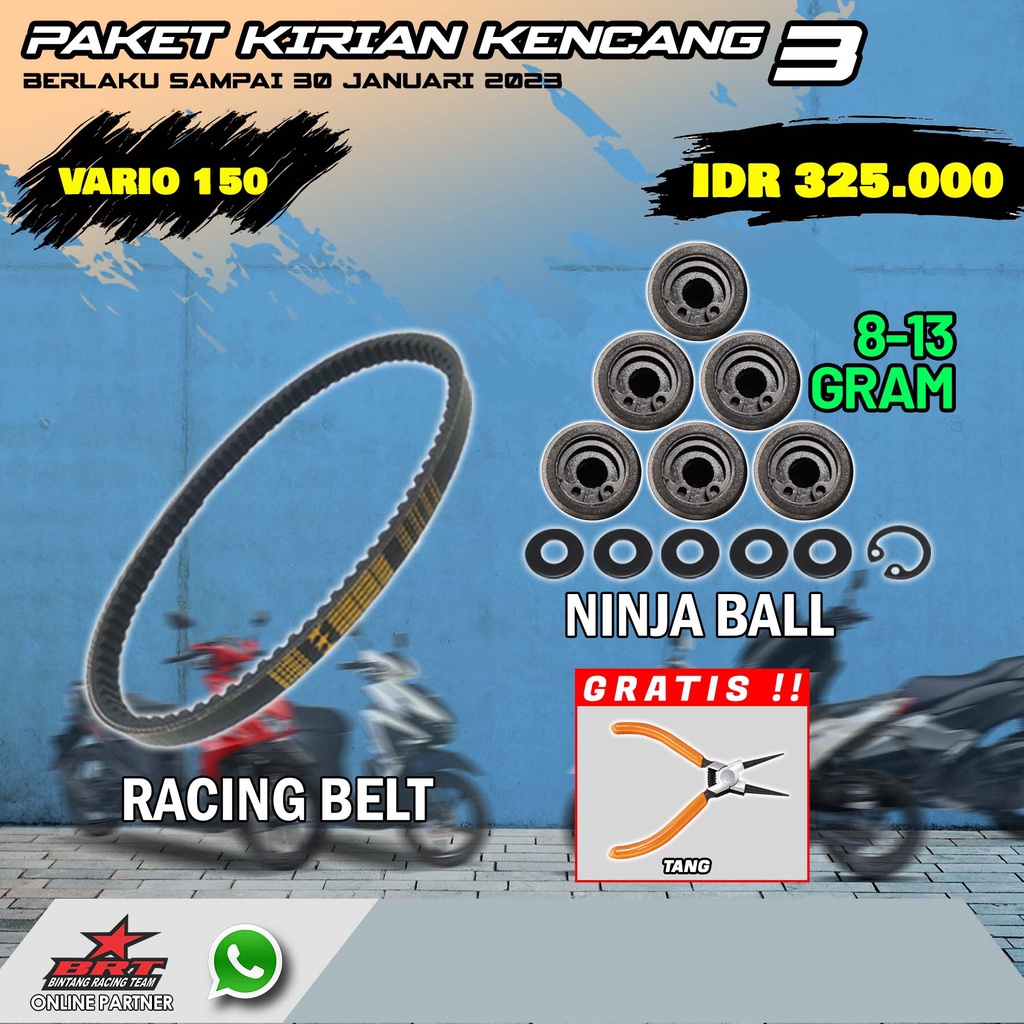 Jual Paket Kirian 3 BRT Roller Ninja Ball - Racing VBelt- Vario 150 ...