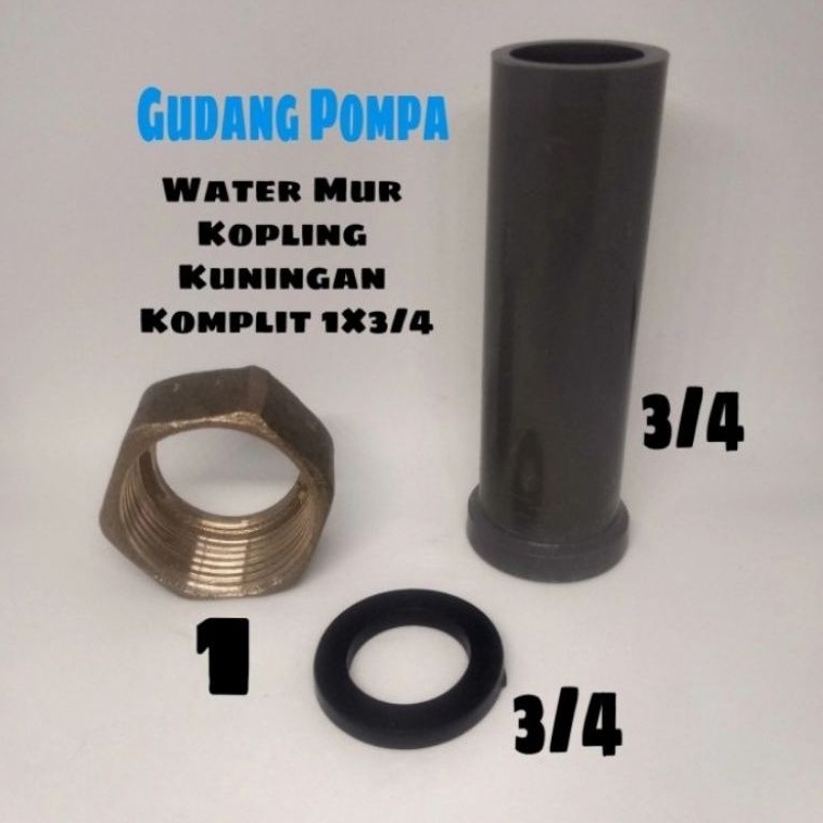 Jual Water Mur Kopling Kuningan 1 × 3/4 Komplit Union Sock - Sanyo ...