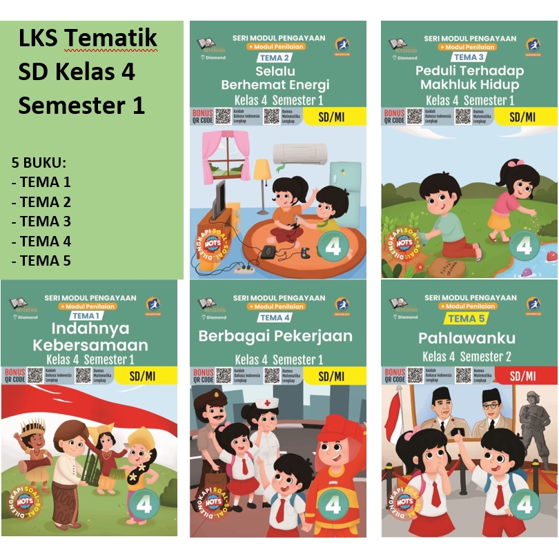 Jual Buku - LKS Tematik SD Kelas 4 Semester 1 (Tema 1-5) - Seri modul Penilaian dan Pengayaan ...