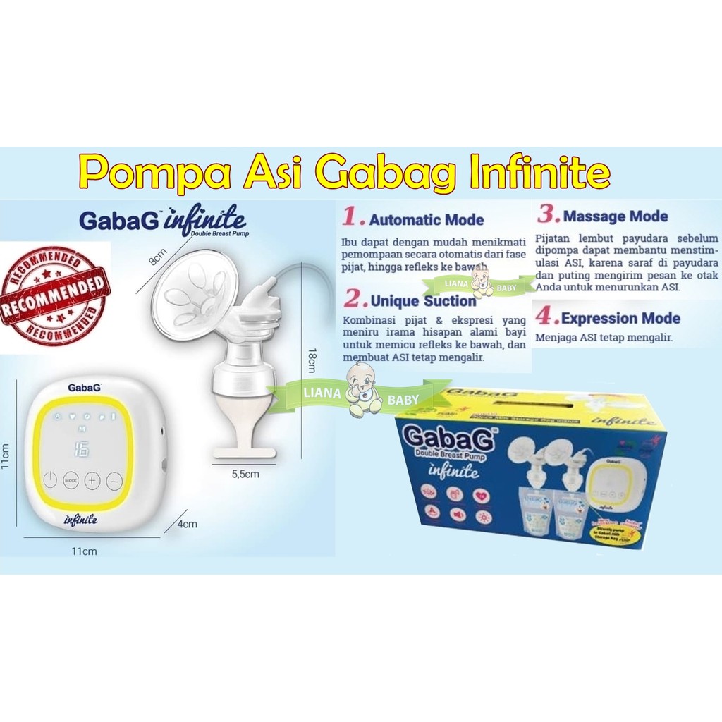 Jual PMS151 BREAST PUMP GABAG INFINITE / POMPA ASI ELEKTRIK GABAG ...