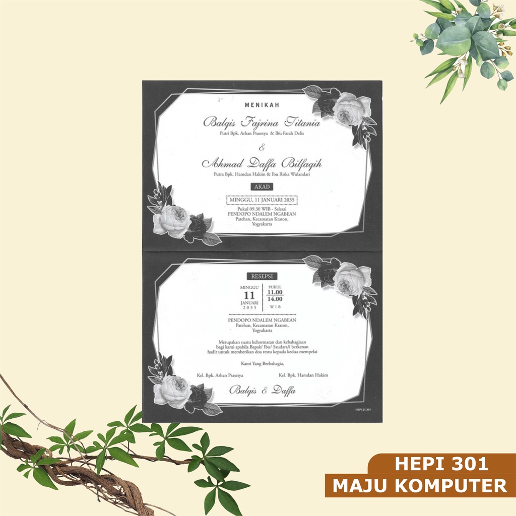 Jual CETAK UNDANGAN PERNIKAHAN SERI HEPI | Shopee Indonesia