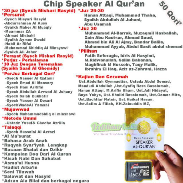 Jual Chip Speaker Al Quran Memory Card Murottal Al Qur'an mp3 MMC Micro ...