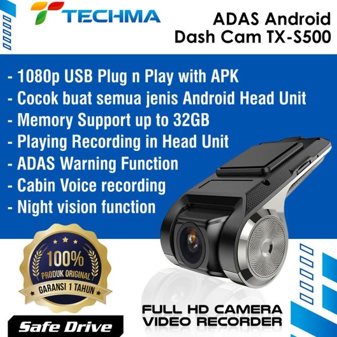Jual Techma Dash Camera Android Usb 1080P 2Mp W/ Adas System (Kamera ...