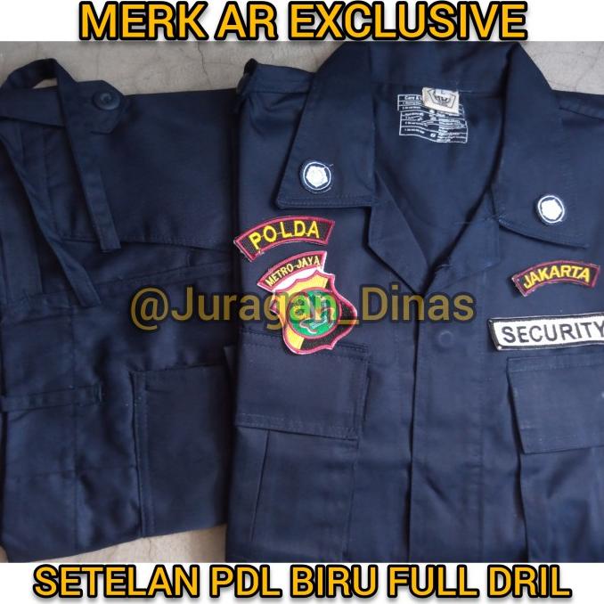 Jual BAJU + CELANA PDL BIRU HITAM SATPAM AR EXCLUSIVE SERAGAM SECURITY | Shopee Indonesia