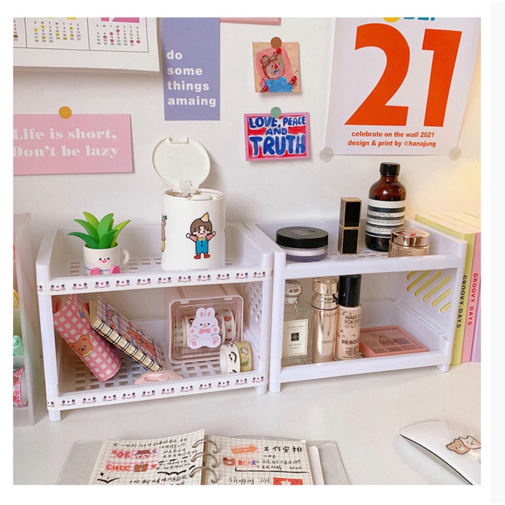 Jual Desktop Tempat Organiser Susun Double Rack | Shopee Indonesia