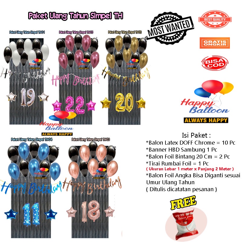 Jual Paket Balon Ulang Tahun Dekorasi Simpel Set Ultah decor Murah ...