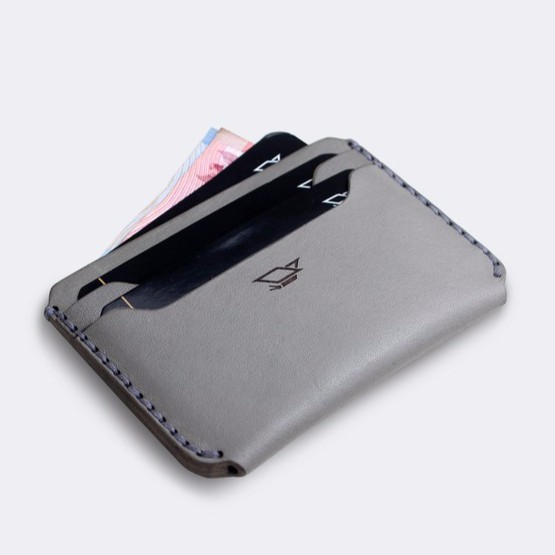 Jual SKIPPER - Grey ( Leather ID Card Holder Handmade . Dompet kartu ...