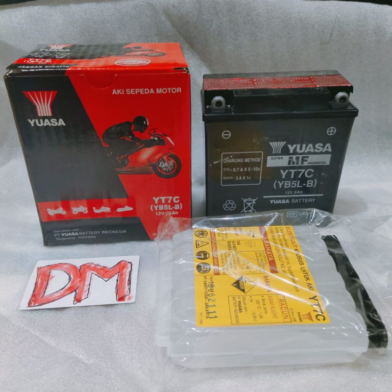 Jual accu battery aki kering motor YUASA YT7C 12V 6AH Mio lama new Alfa FIZR FIZ Crypton Vega R ...