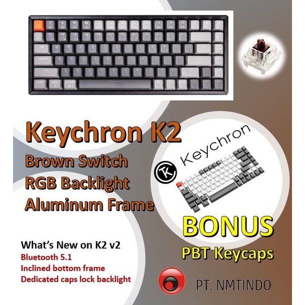 Jual Keychron K2 v2 Brown Switch RGB Backlight Aluminum Frame + PBT ...
