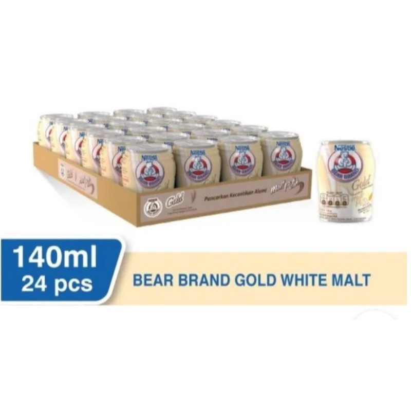 Jual susu bear brand gold white Malt 140ml 1karton (isi 24 pcs ...