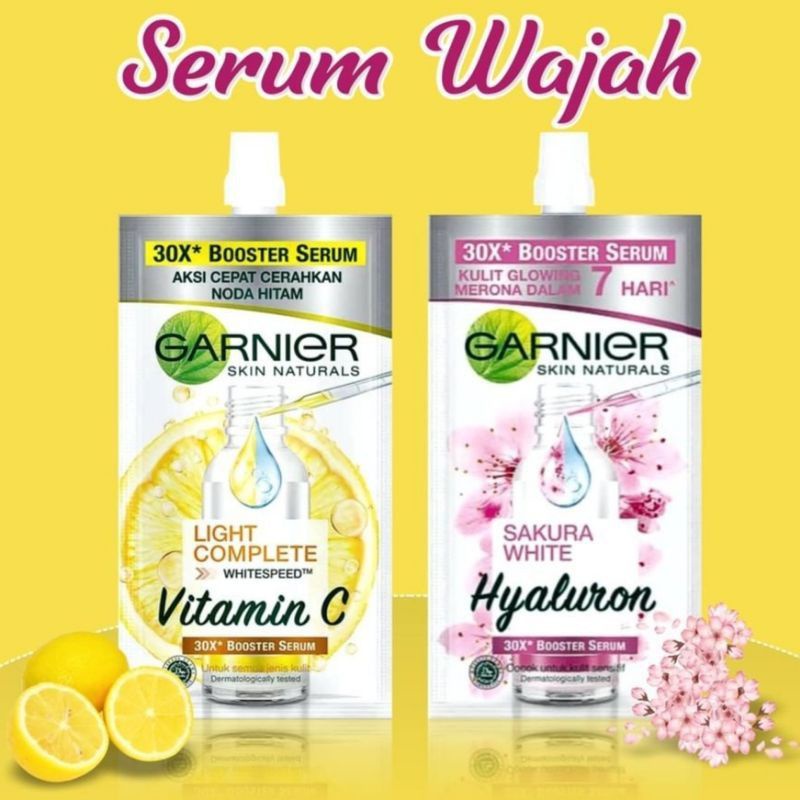 Jual Garnier Serum Sachet Bright Complete/ Sakura Boster 30X | Shopee ...