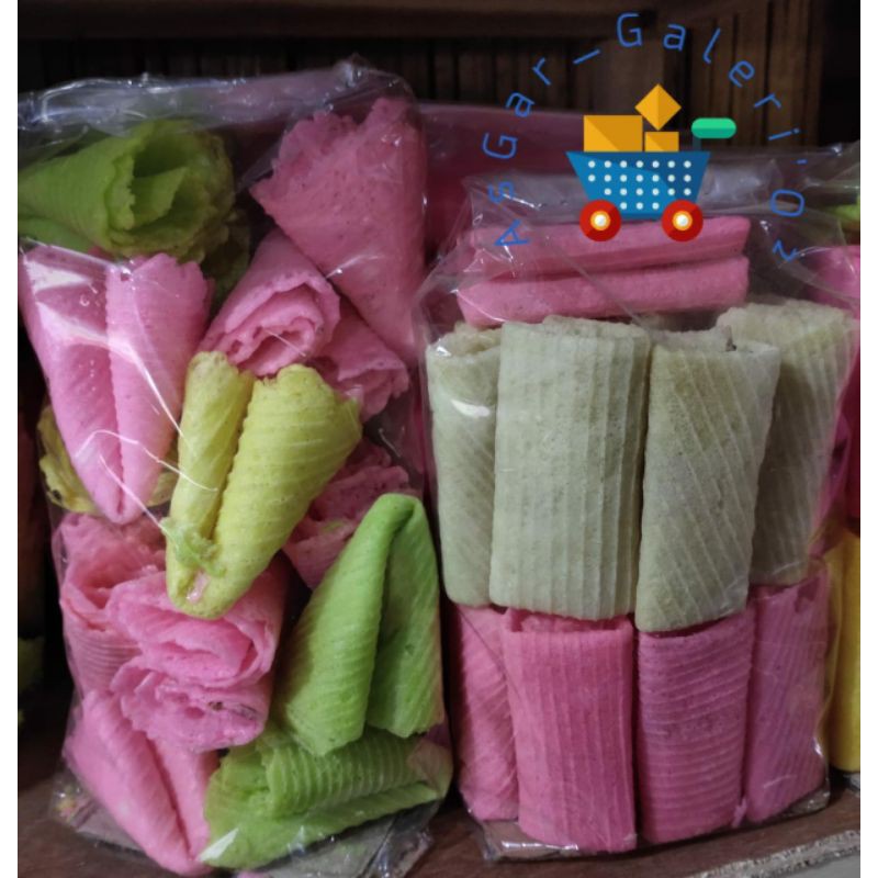 Jual kue semprong 215gr warna / cemilan asli garut | Shopee Indonesia