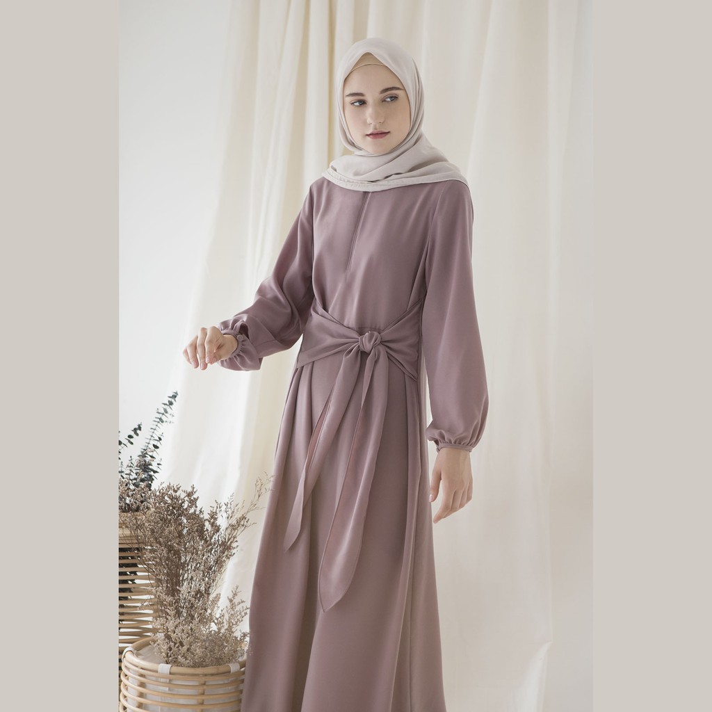 Jual Rara by AskaLabel - Gamis panjang crepe warna ungu lilac dgn ...