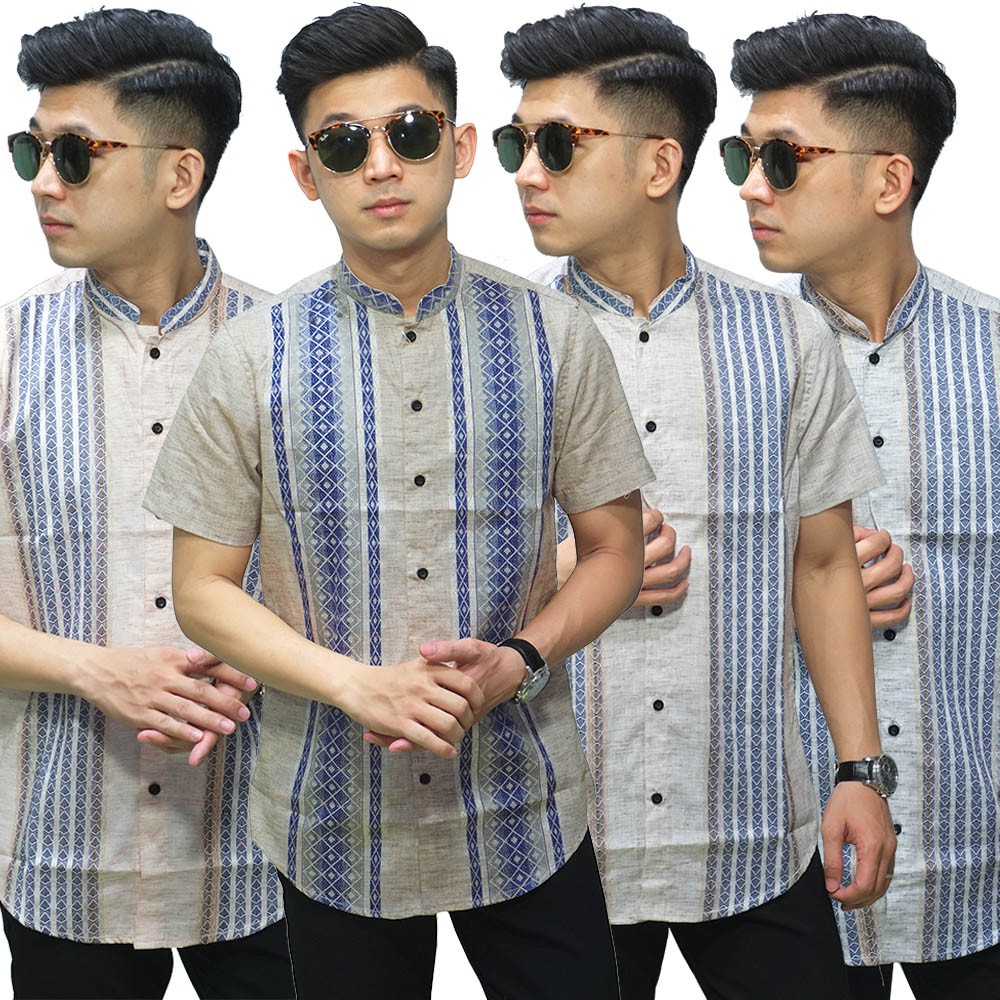 Jual Kemeja Koko Pendek Salur dan Motif Tenun Block - Baju Muslim Pria ...
