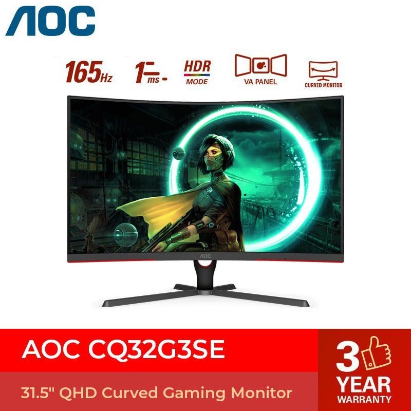 Jual AOC CQ32G3SE 32 Inch Curved Gaming Monitor - QHD VA 165Hz 1ms ...