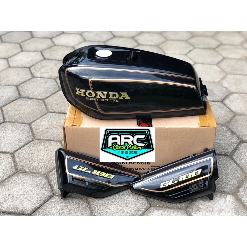 Jual Tangki GL 100 warna hitam set bok aki set striping import | Shopee ...