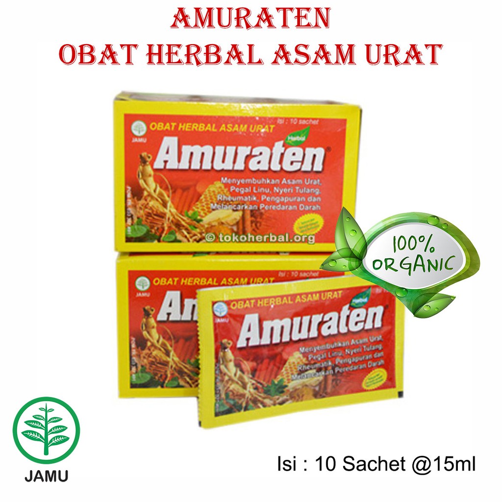 Jual Jamu Amuraten Atasi Asam Urat Rheumatik Nyeri Tulang 1 Box 10 ...