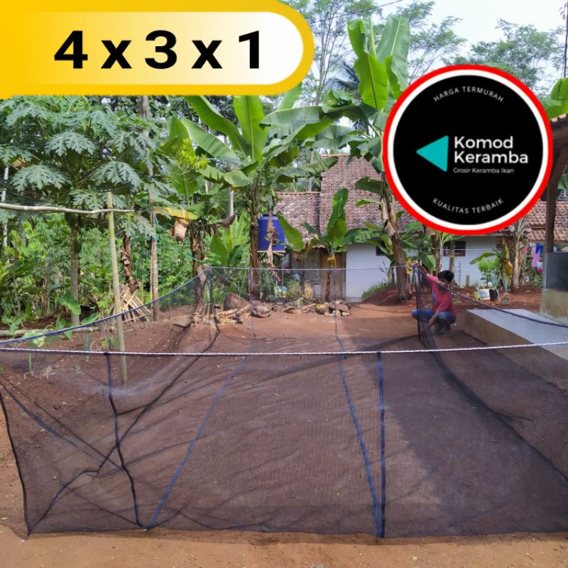 Jual kerambah ikan 4x3x1 jaring keramba hitam hapa karamba kotak ...