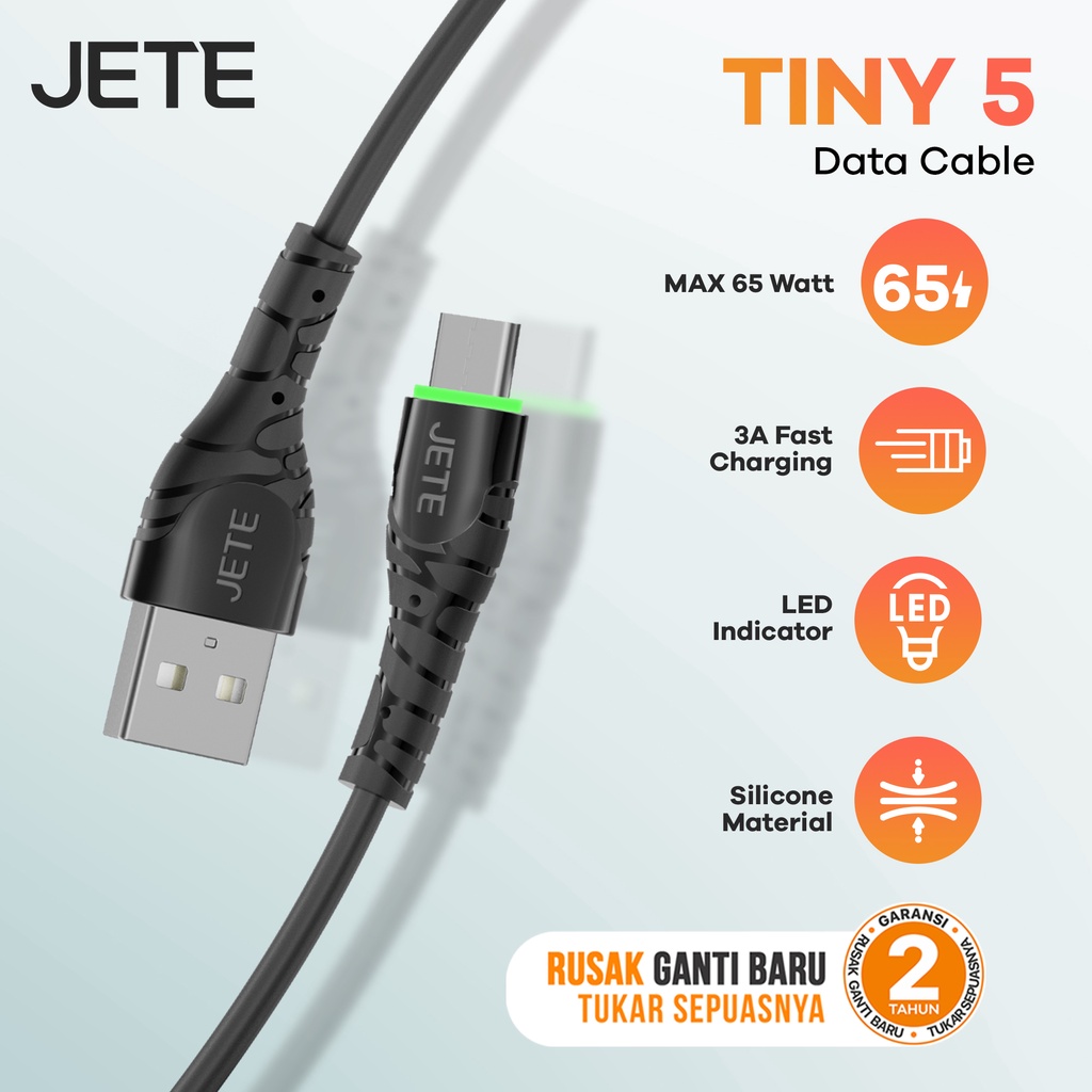 Jual Kabel Data Fast Charging USB Type C Micro USB Lighting JETE Tiny 5 ...
