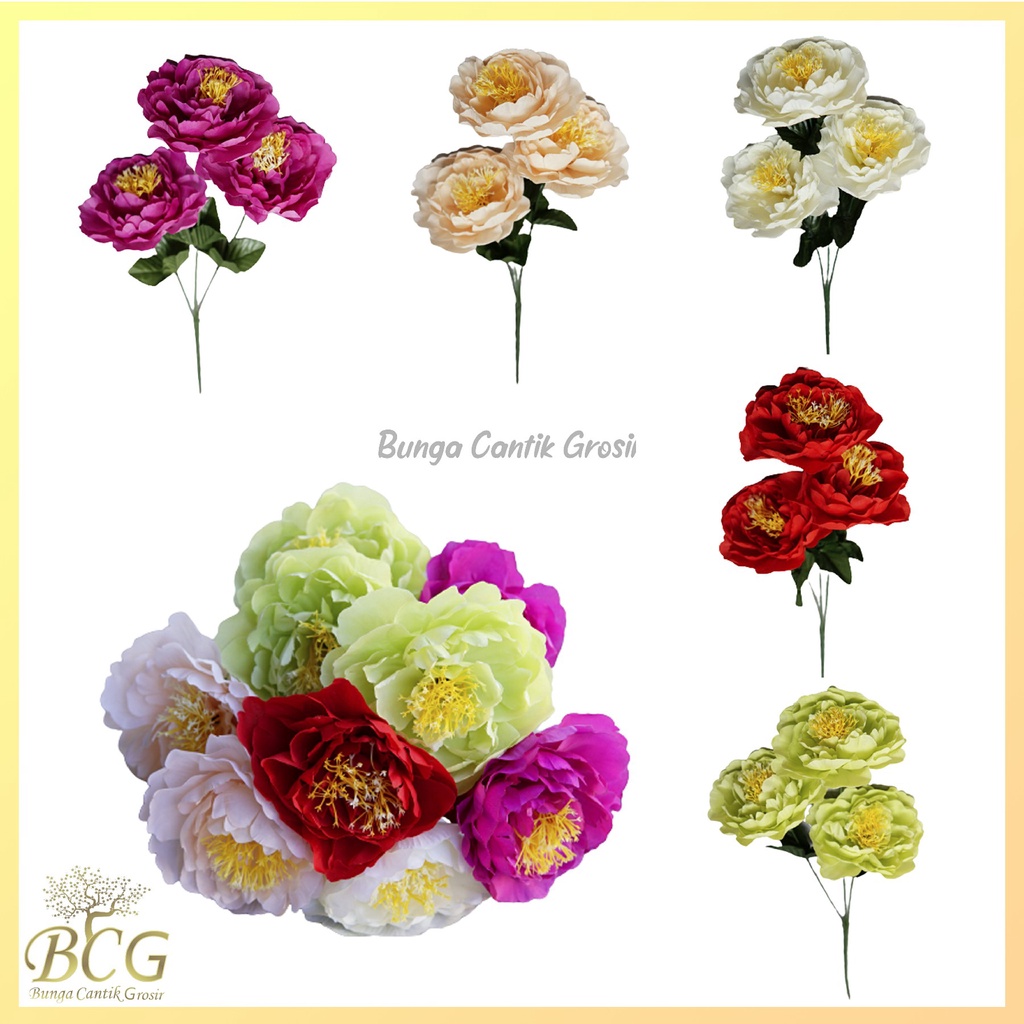 Jual Bunga Peony Tropis Sari X3 (LUSINAN) Bunga Artificial / Bunga ...