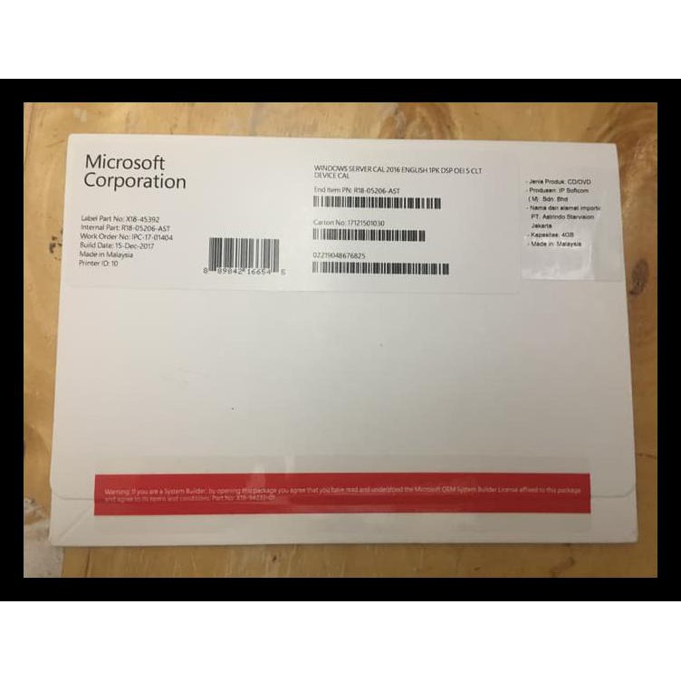 Jual Komplit Cal Server 2016 R2 Standart 5 Client ( Penambahan Client ...