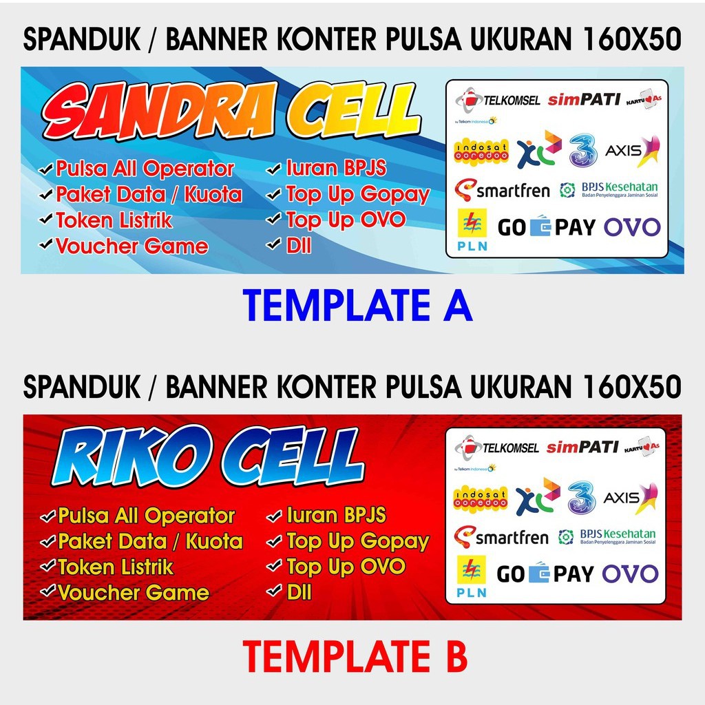 Jual Spanduk Banner Konter Pulsa Ukuran 160x50 Model A dan b | Shopee Indonesia