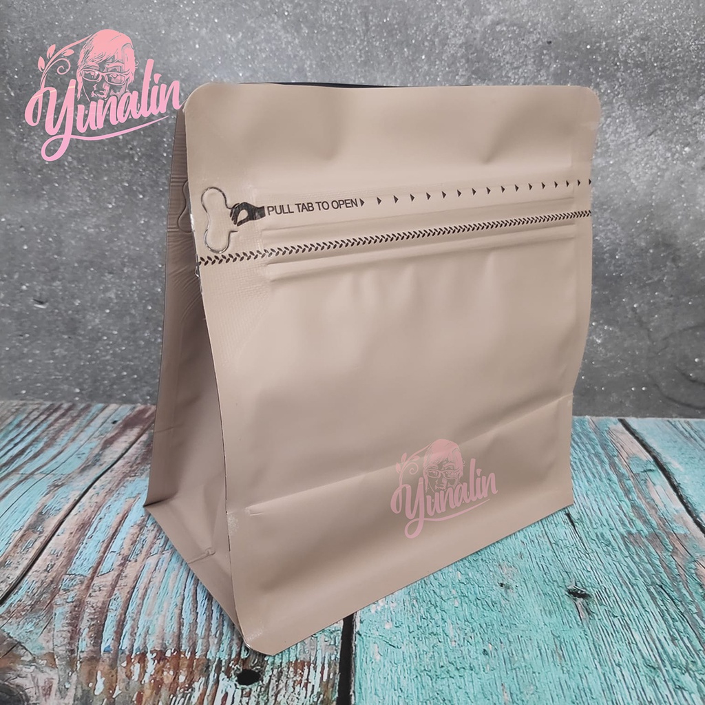 Jual Flat Bottom Zipper Persegi 150gr Coklat | Kemasan Coffee Bubuk ...