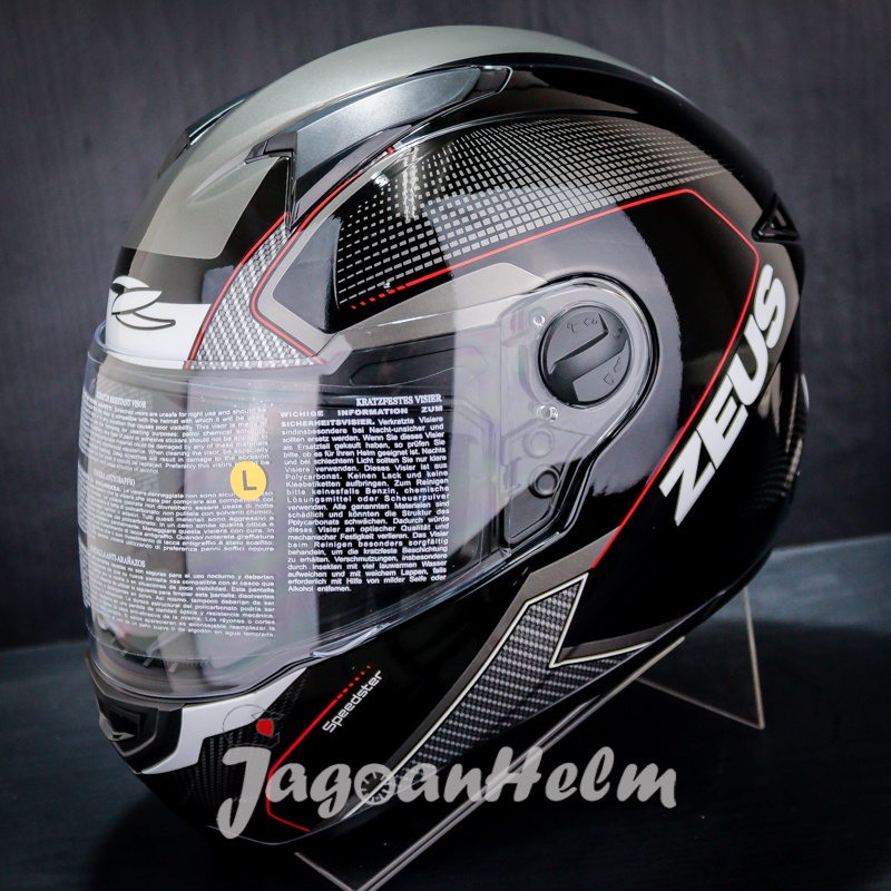 Jual ZEUS Helm ZS811 AL6 | BLACK AL6 WHITE RED | GLOSSY PATTERN ZS 811 ...