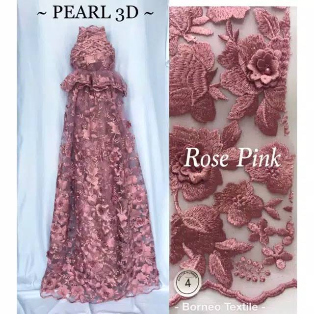 Jual Tulle 3D Bunga Mawar Timbul Aplikasi Bahan Gaun kebaya dress ...