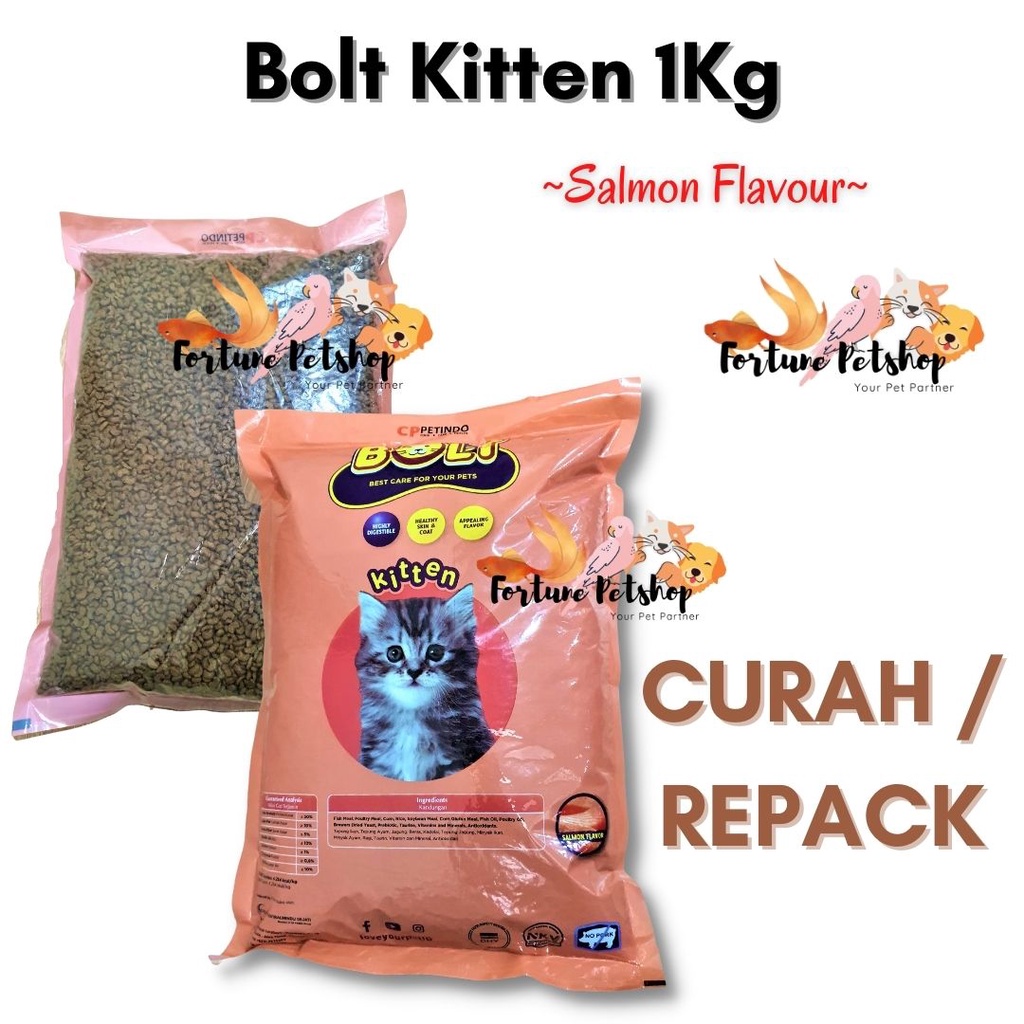 Jual BOLT KITTEN 1KG REPACK & FRESHPACK Salmon Flavour 1 Kg Makanan ...