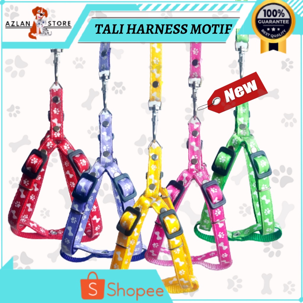 Jual tali harness motif tulang & kaki / tali body harness kucing model ...