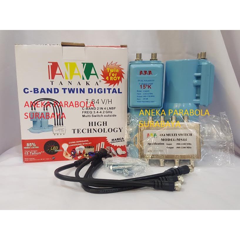 Jual EMANG OKE LNB Tanaka T 84 V H 2 Satelit 4 Receiver LNBF Parabola ...
