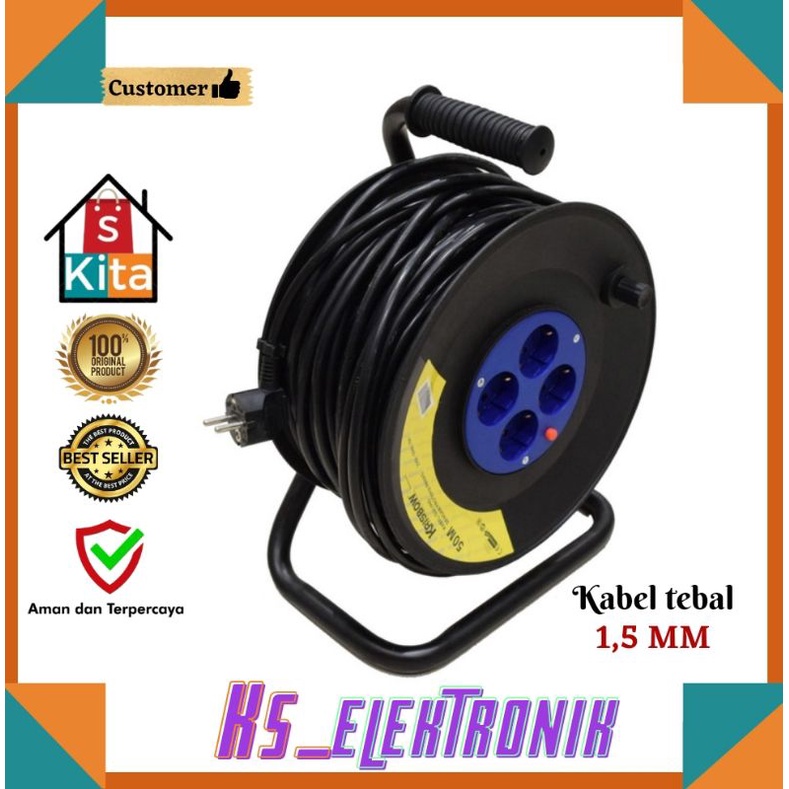 Jual Kabel Roll 50 Meter/Krisbow kabel gulung 4 soket/kabel Box Heavy Duty | Shopee Indonesia